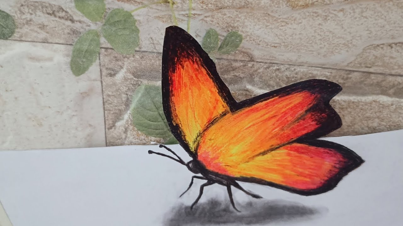 3d butterfly drawing |how to draw 3d butterfly🦋mast art k! - YouTube