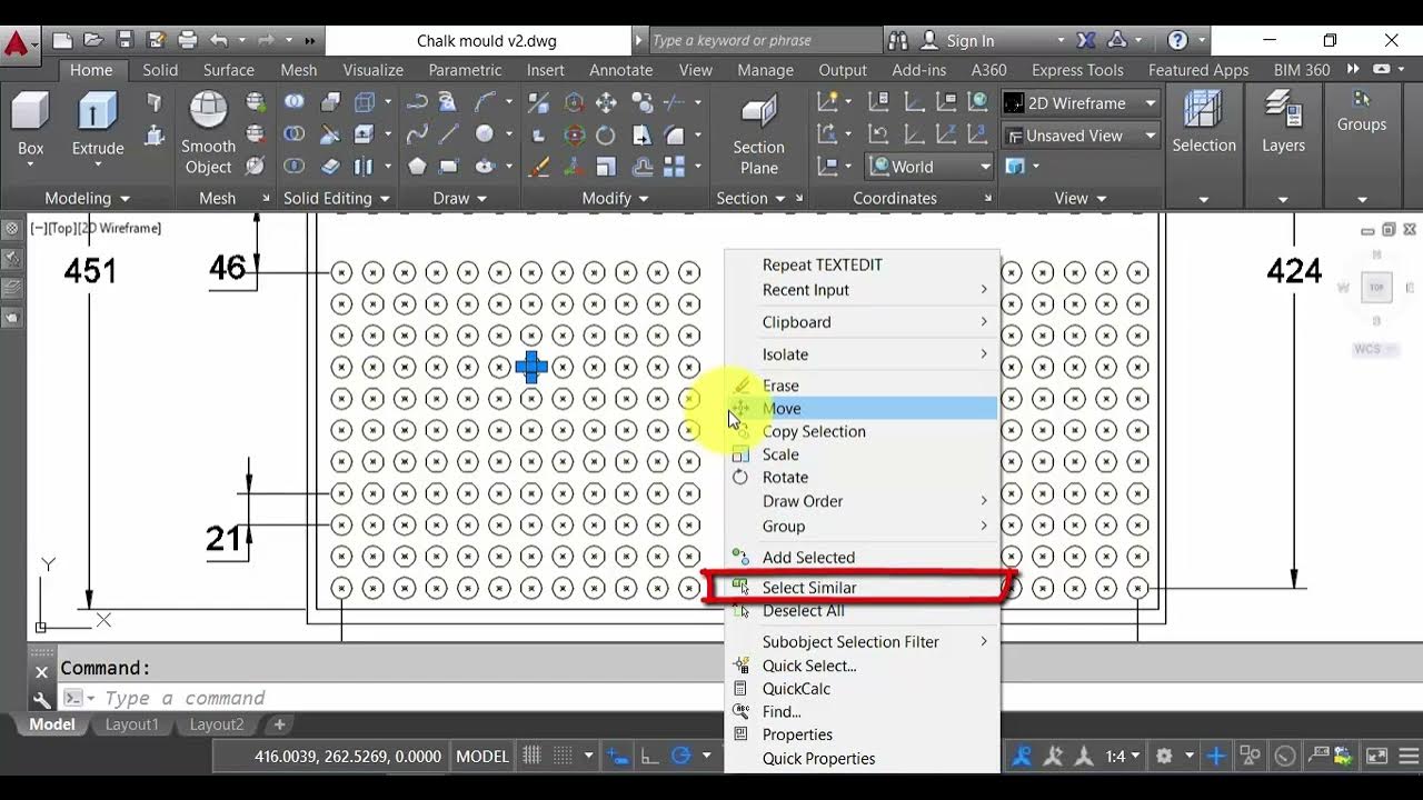 How to quickly select similar objects in AutoCAD - YouTube