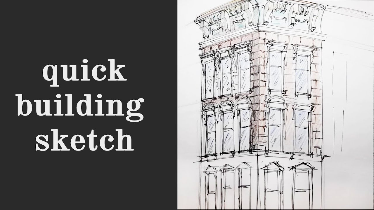 How to Draw a Building | Easy Architectural Sketch for Beginners 🏛️ ️ ...
