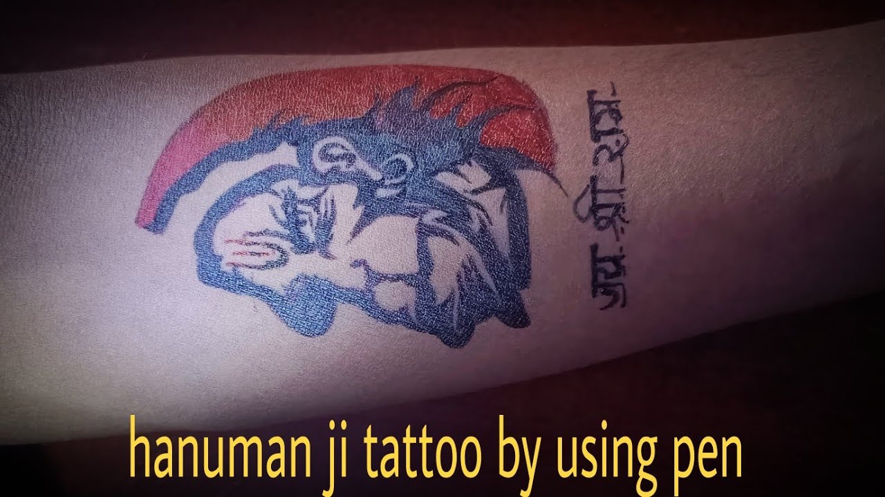 hanuman ji tattoo by using pen | pen tattoo step by step | art on hand ...