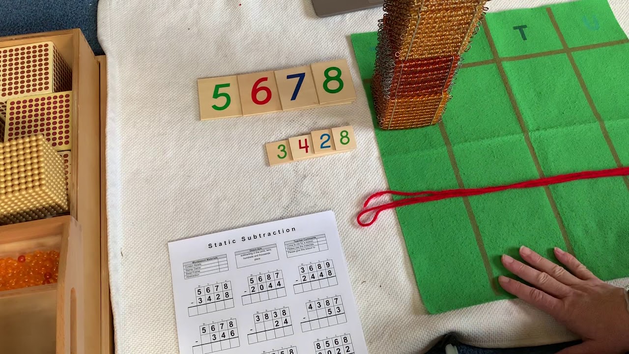 Static subtraction with golden beads - YouTube