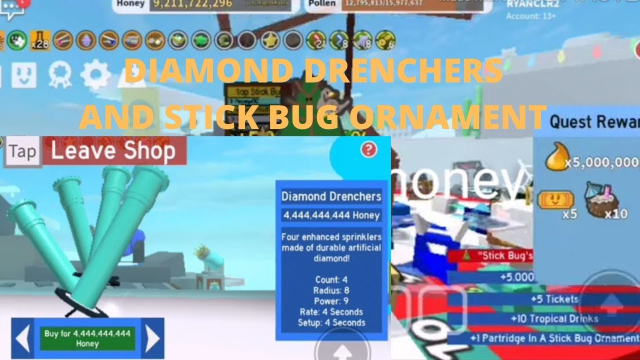 I GOT DIAMOND DRENCHERS AND FINISHED MY STICK BUG ORNAMENT QUEST - YouTube