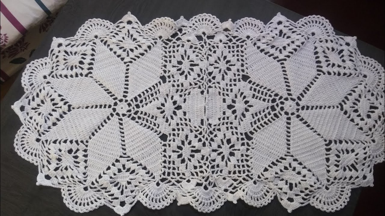 Passo a passo de um Lindo Centro de crochê oval, parte 2 - YouTube
