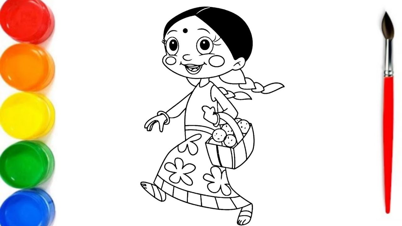 How to Draw Chutki Step by Step Easy | Chutki Drawing and Coloring ...