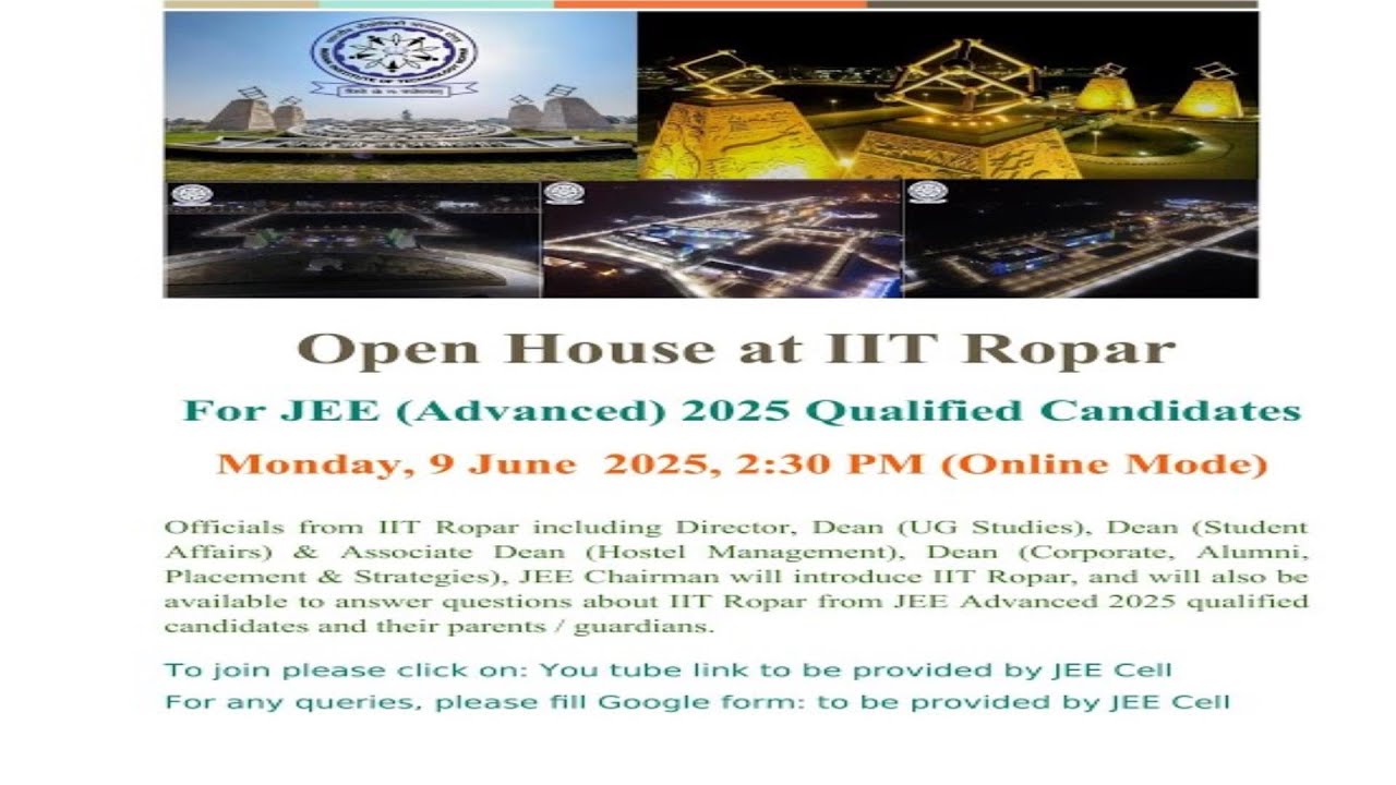 IIT Ropar's Open House for JEE (Adv) Qualified Students_2025 - YouTube