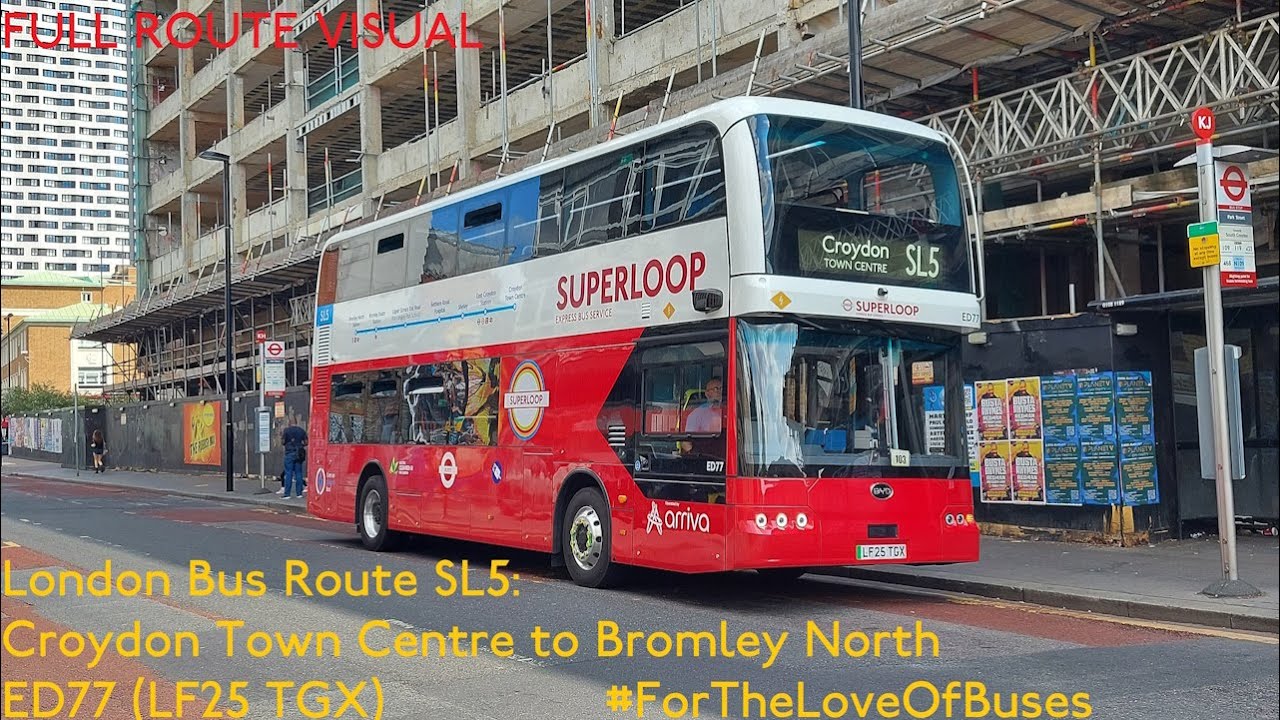 FULL ROUTE VISUAL | London Bus Route SL5: Croydon Town Centre to ...