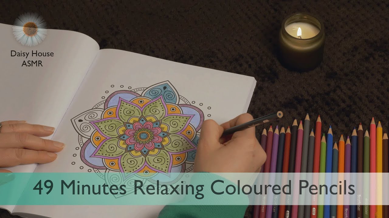 49 Minutes Colouring for Relaxation (#asmr) (Color pencils, gentle ...