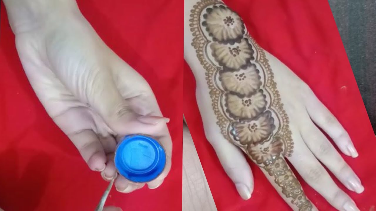 Easy And Simple Arabic Mehndi Design With Bottle Cap | New Design For ...