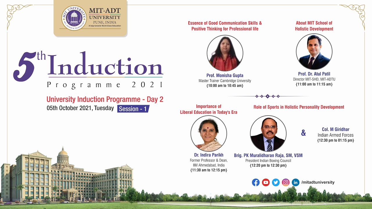 MIT-ADT University Pune 5th Induction Programme Day 2 | Session 1 : Oct ...