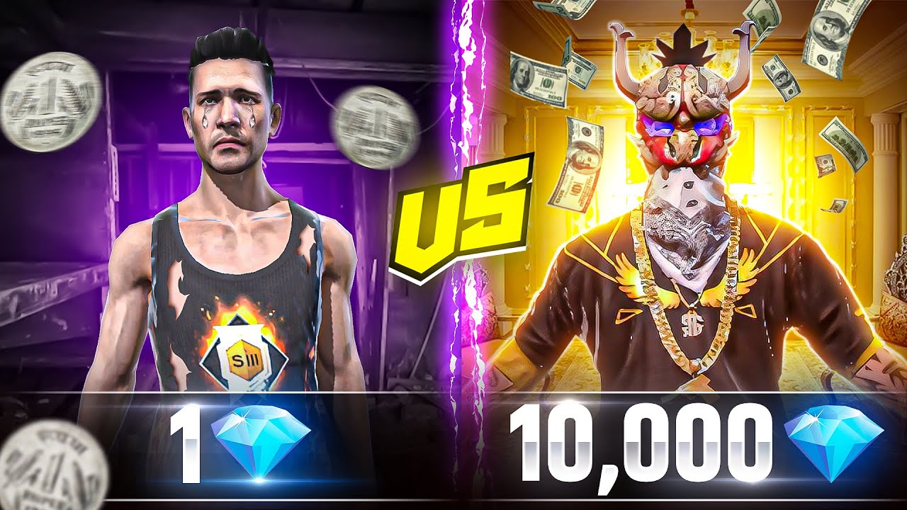 1💎 VS 10,000💎 DIAMONDS CHALLENG IN FREE FIRE🔥 ULTIMATE top up😱watch how ...