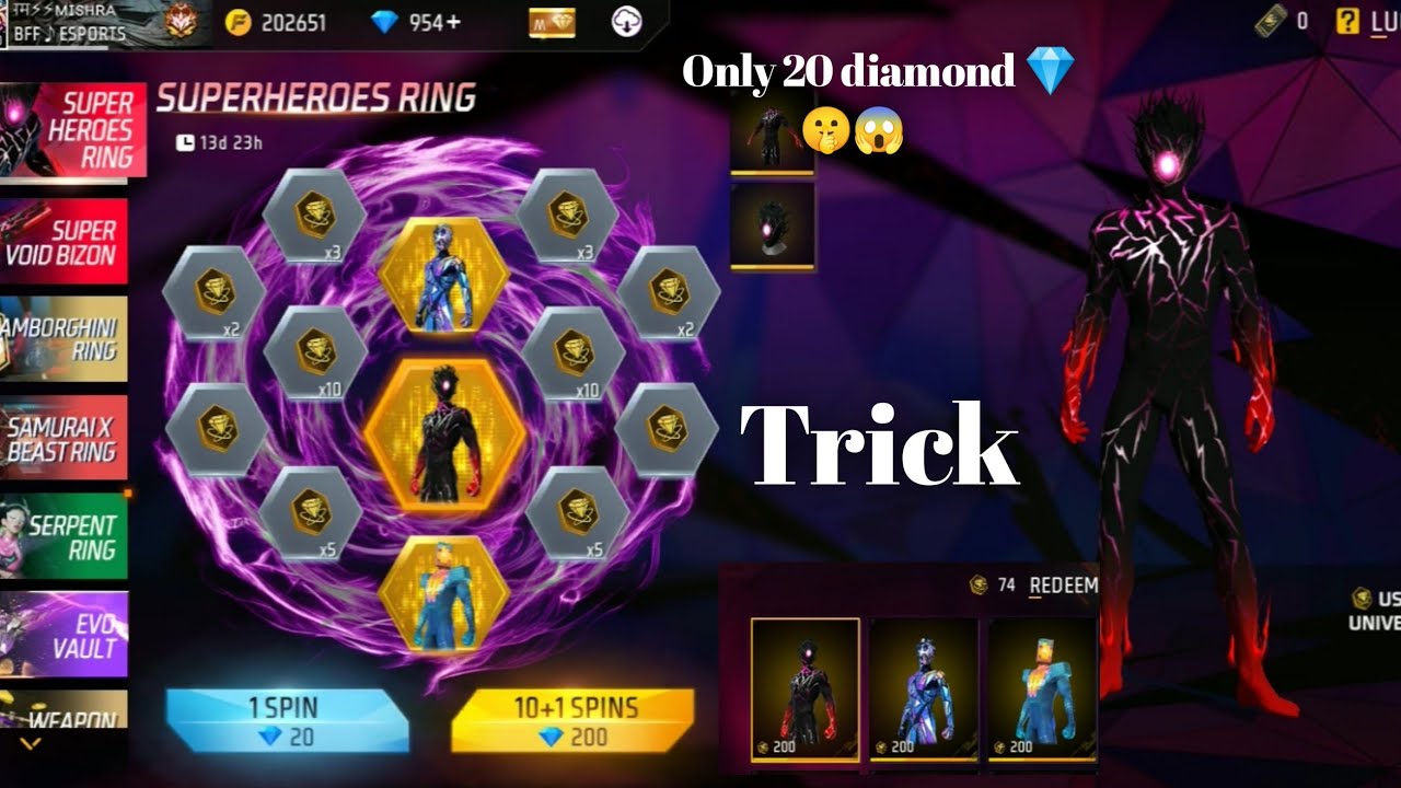 FREE FIRE🤫 New Super hero ring event spin video free fire new ring ...