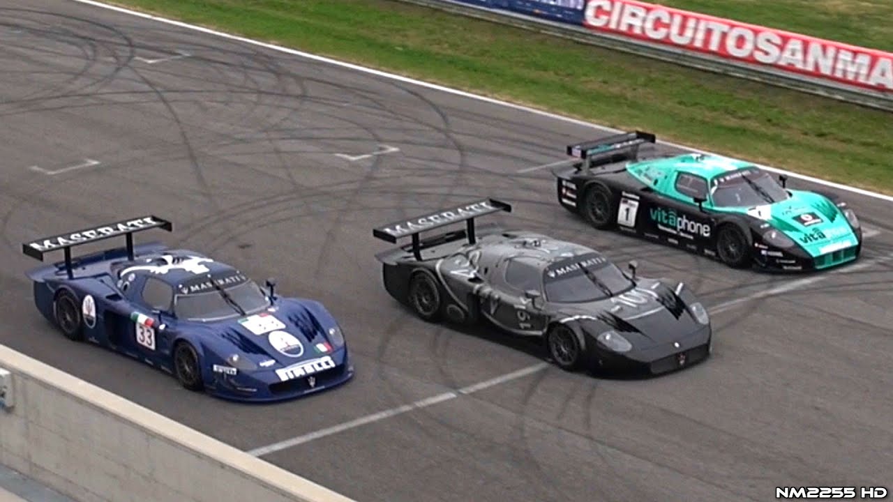3x Maserati MC12 GT1 on Track - EPIC Sounds! - YouTube