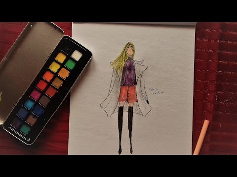 How to Draw Winter Coat With Watercolors 2
