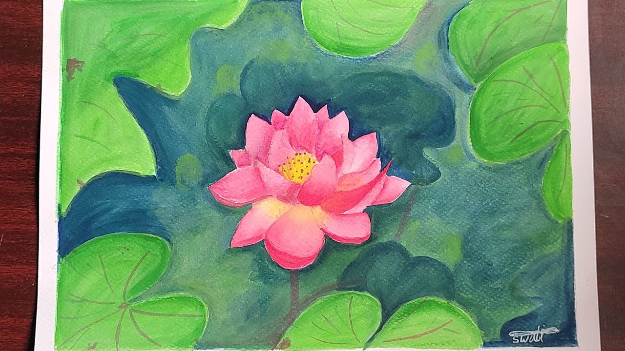 How to draw lotus|how to draw lotus with water colour|watercolour ...