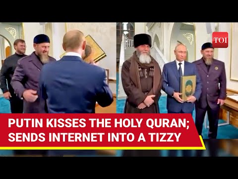 Putin Kisses Gold-Encrusted Copy Of Quran At Chechen Mosque Before Setting Kursk Deadline For Russia