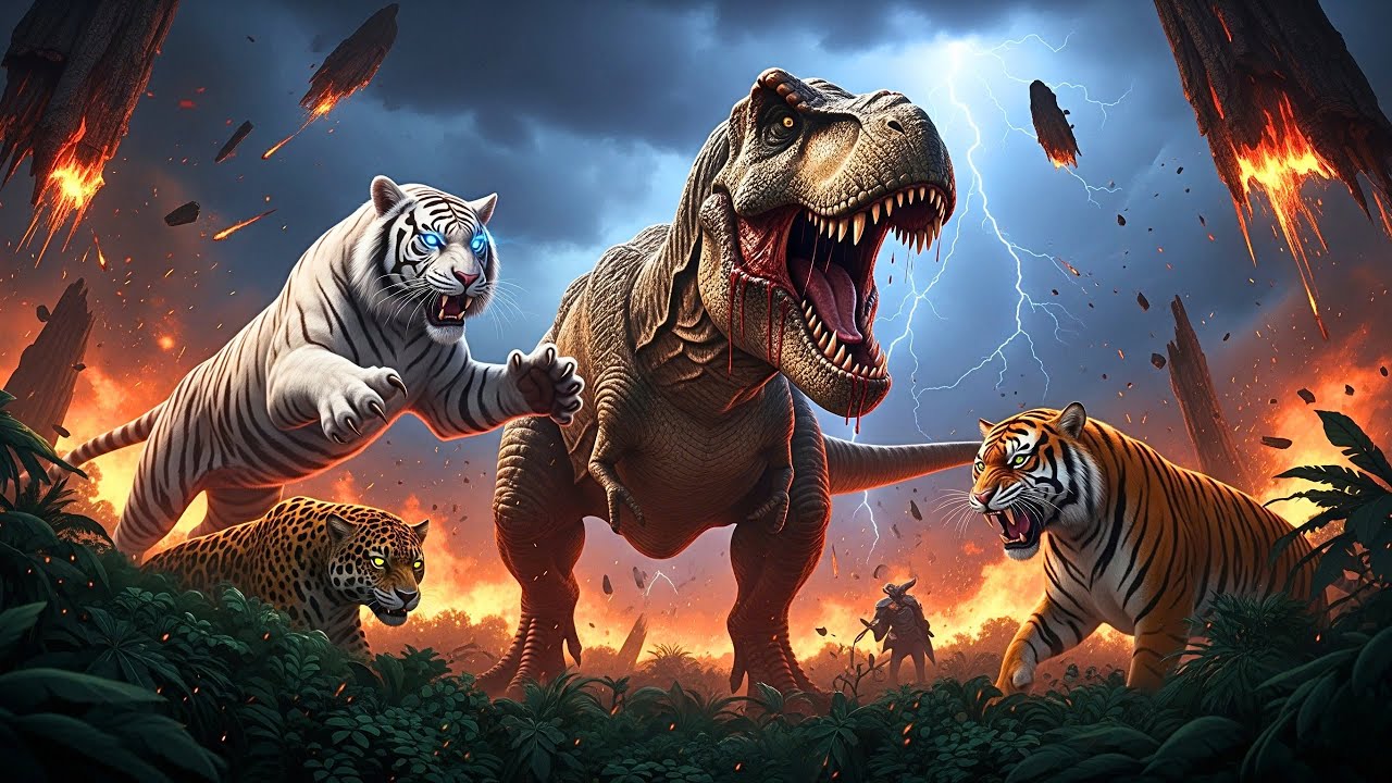 T-Rex vs White Tiger, Bengal Tiger & Jaguar – The Ultimate Survival ...