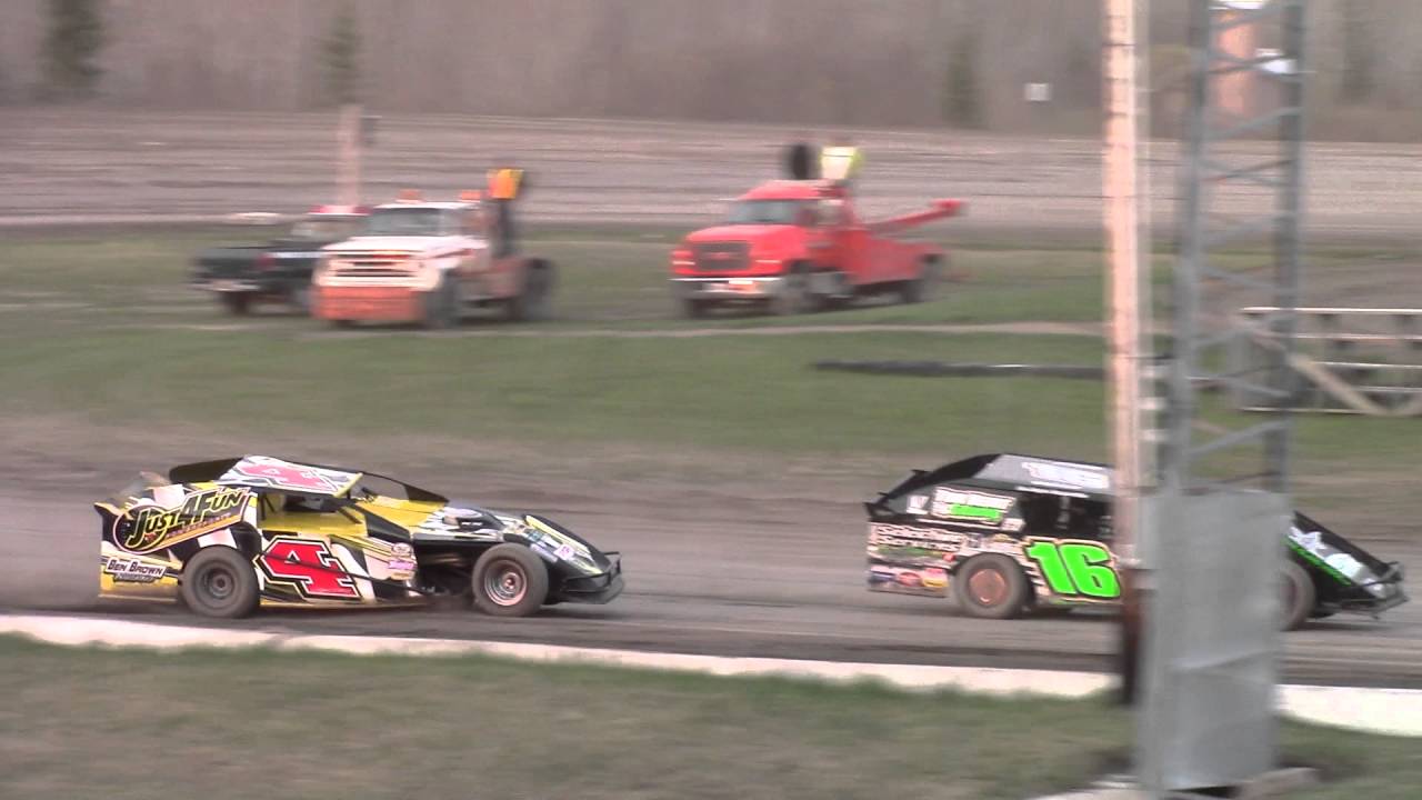 Emo Speedway May 7, 2016 WISSOTA Modifieds Heat #1 - YouTube