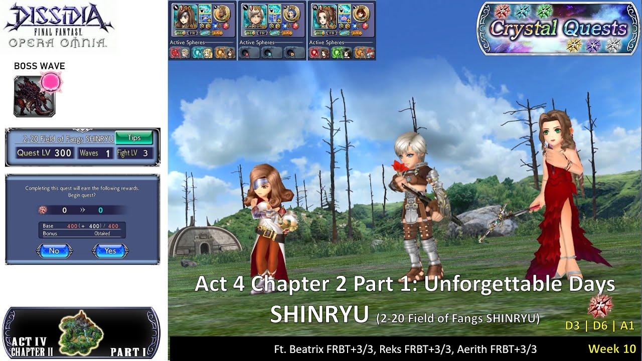 DFFOO [GL] Week 10 2-20 Field of Fangs SHINRYU (LV 3) | Red Crystal Run ...