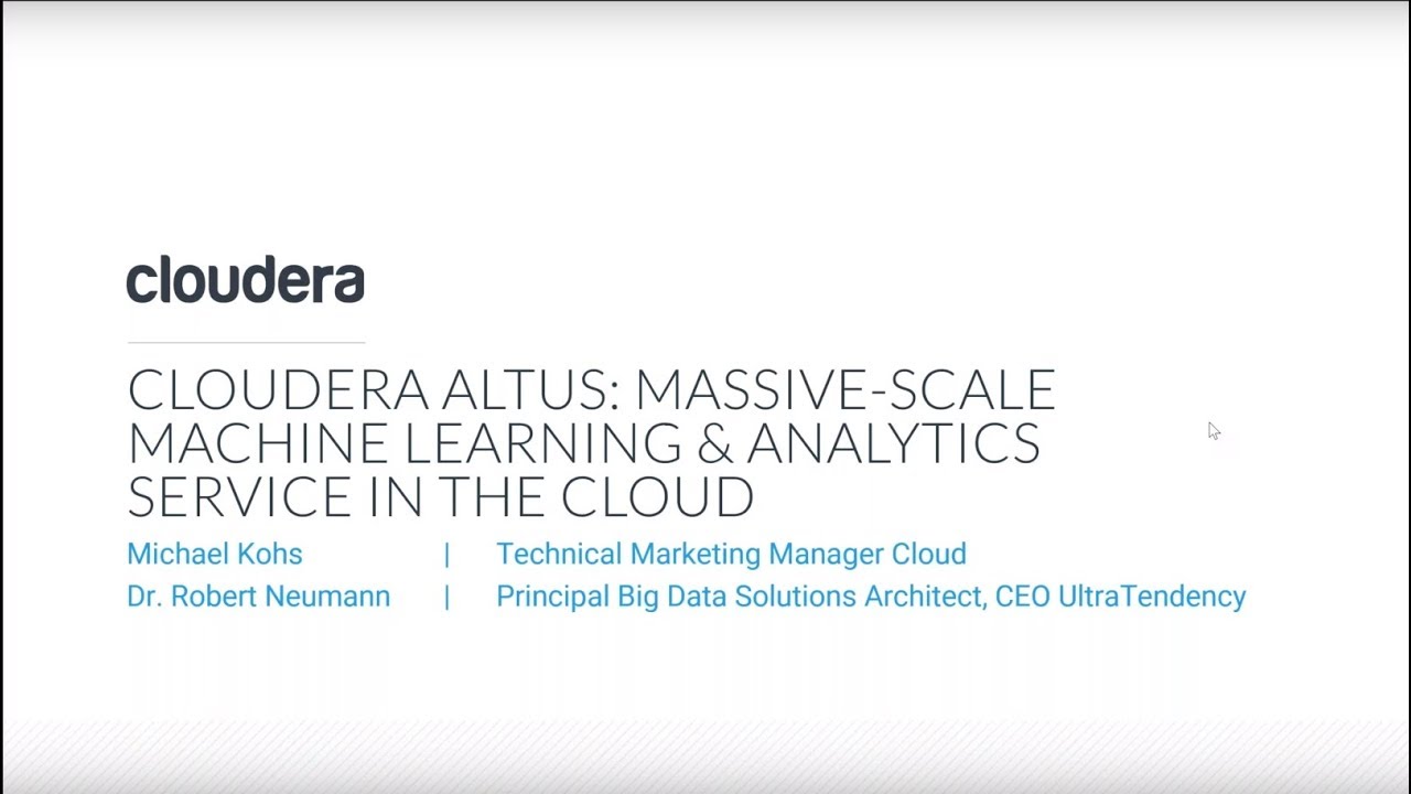 Big Data Analytics | Cloudera Altus | T-Systems - YouTube
