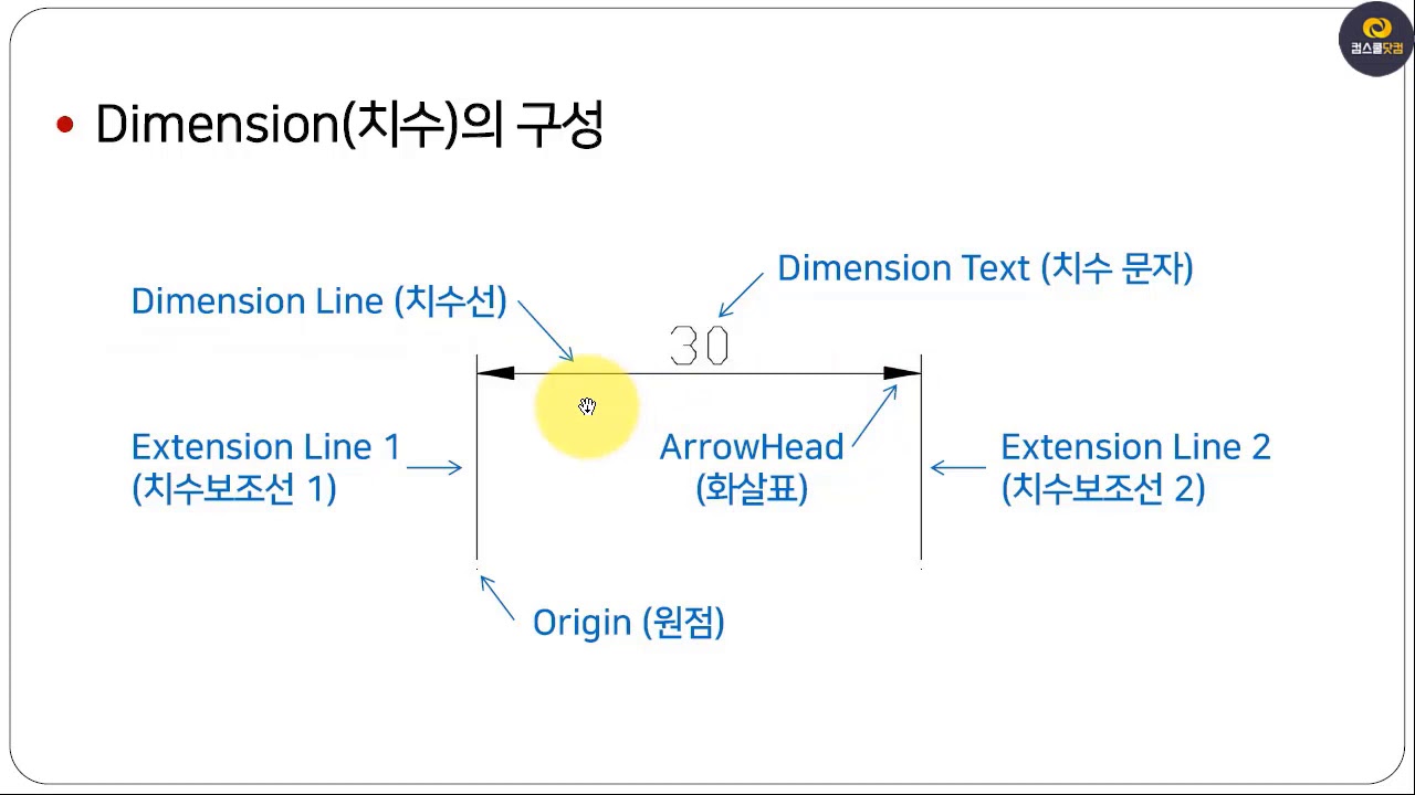 오토캐드배우기 Dimension 치수 DimLinear 평행 치수 입력하는 명령어 DimAligned사선 치수 입력하는 명령어 ...