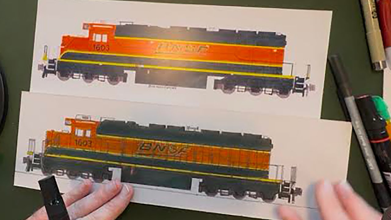 BNSF SD40-2 #1603 Drawing Demonstration Part 7 by Andy Fletcher ...