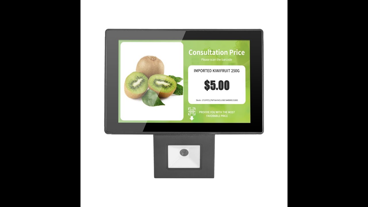 10 inch price checker kiosk with upgraded 2D barcode scanner - YouTube