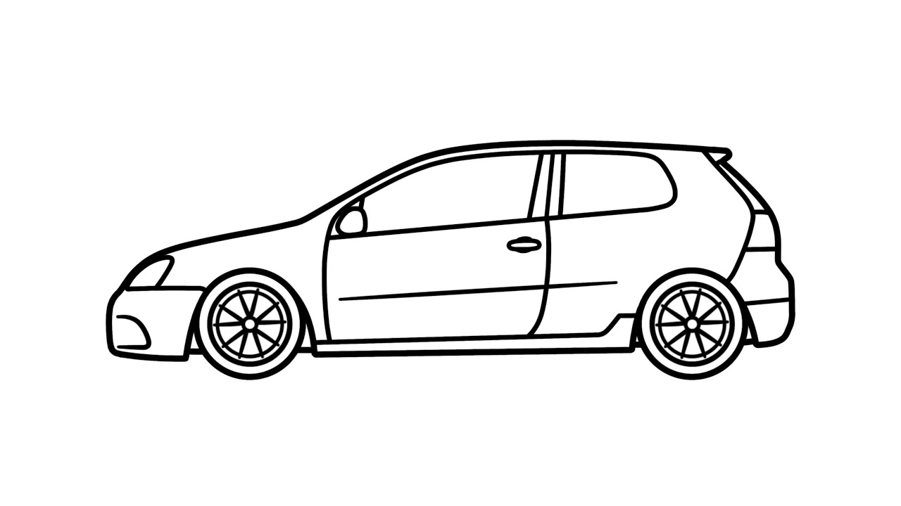 How to draw a VOLKSWAGEN GOLF MK5 easy / drawing volkswagen golf car ...