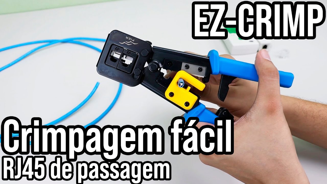 Alicate de crimpar EZ-CRIMP - Crimpando cabo de rede com conector RJ45 ...