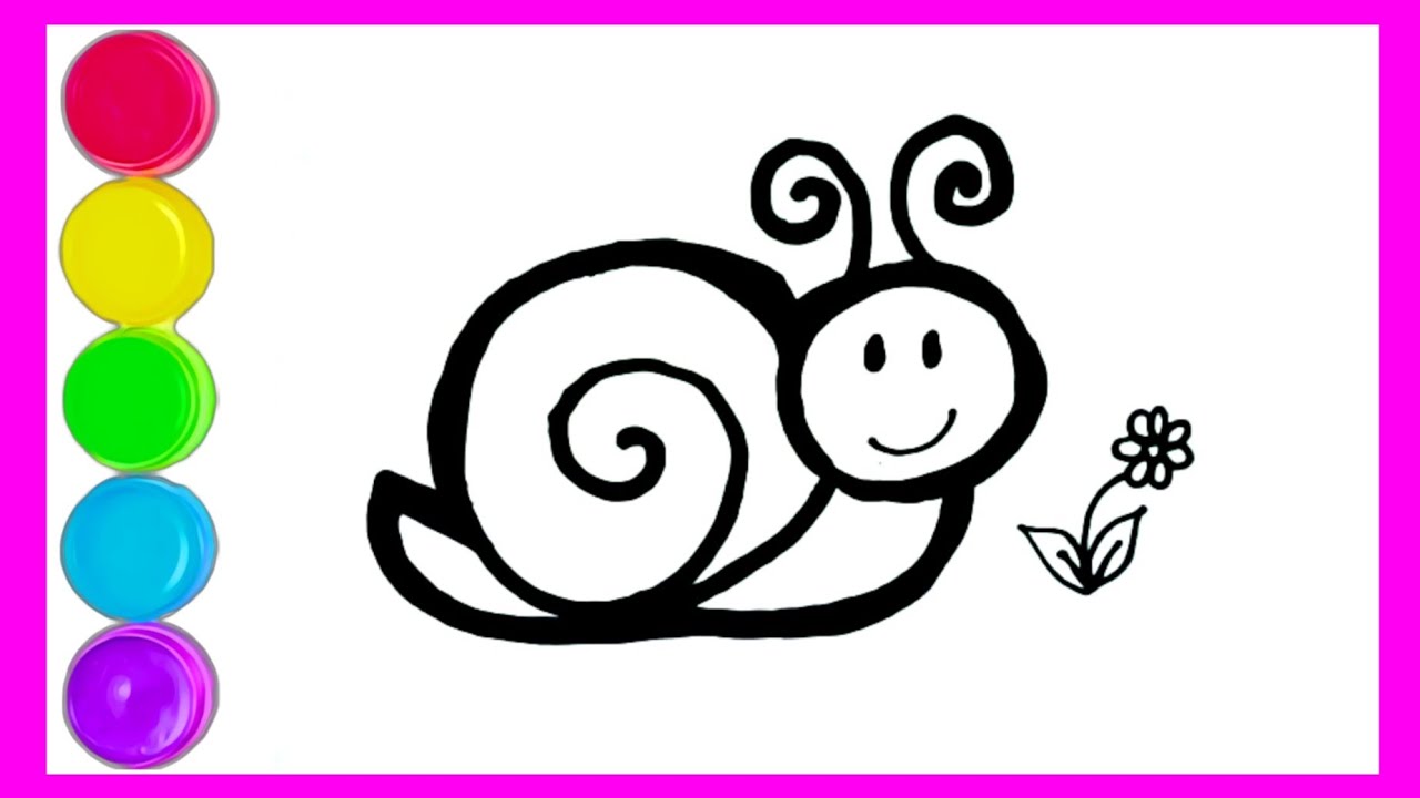little snail drawing for kids and toodlers | how to draw little snail ...