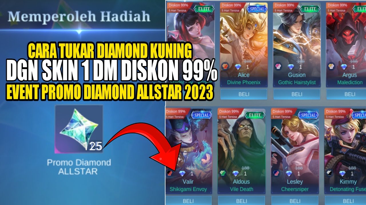 CARA TUKAR DIAMOND KUNING DGN SKIN 1 DM DISKON 99% EVENT PROMO DIAMOND ...
