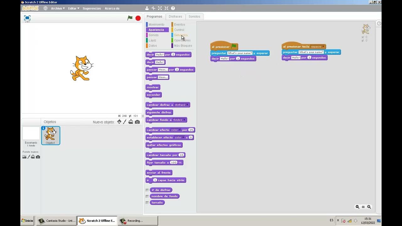 Scratch: Tutorial 2 - Eventos, sensores y apariencia. - YouTube