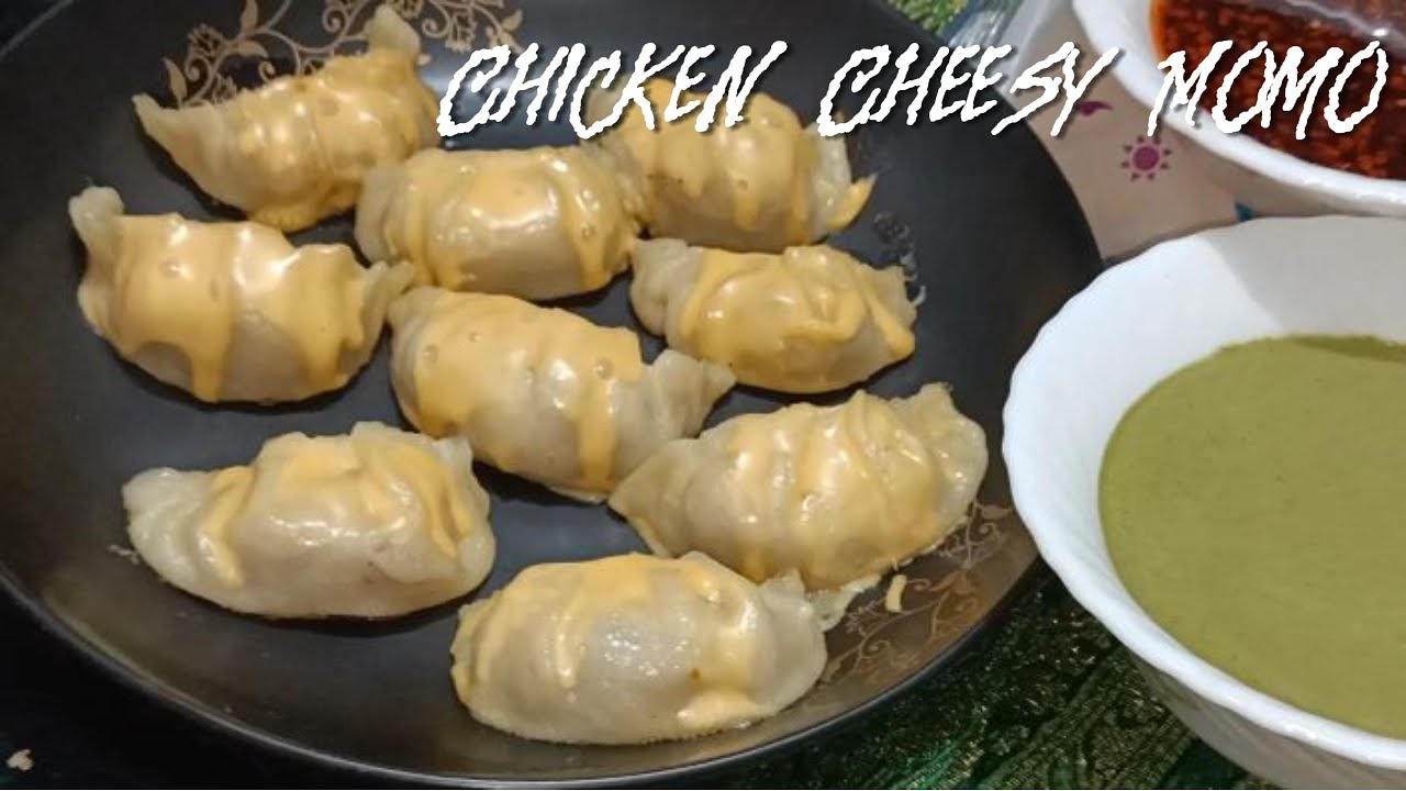 Soft Juice, Flavorful Chicken Cheesy Momo with Dipping Sauce and Green ...