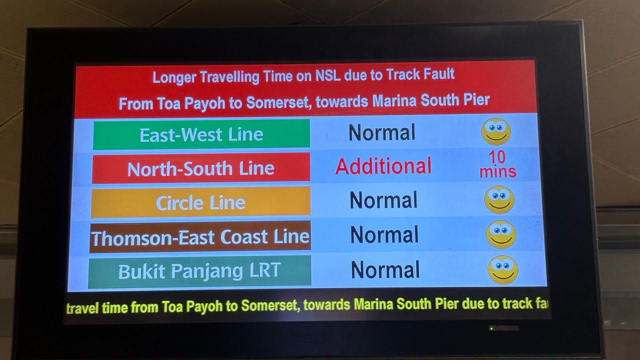 SMRT Track Fault at Somerset over 10 mins delayed - YouTube