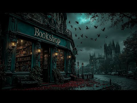 Dark Bookshop on the Gloomy Corner | Haunting Autumn in a Gothic Town | Glomy Piano & Dark Academia