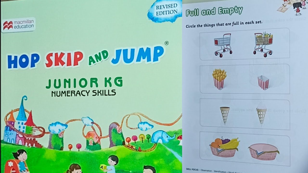 Full and Empty / Hop skip and jump junior kg numeracy skills pg no 13 ...
