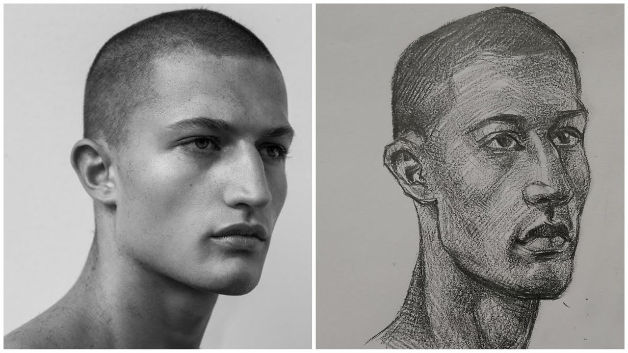 How to Draw a free hand portrait || face drawing || step by step - YouTube