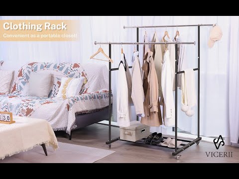 VICERII Double Clothes Rack Installation Video - YouTube