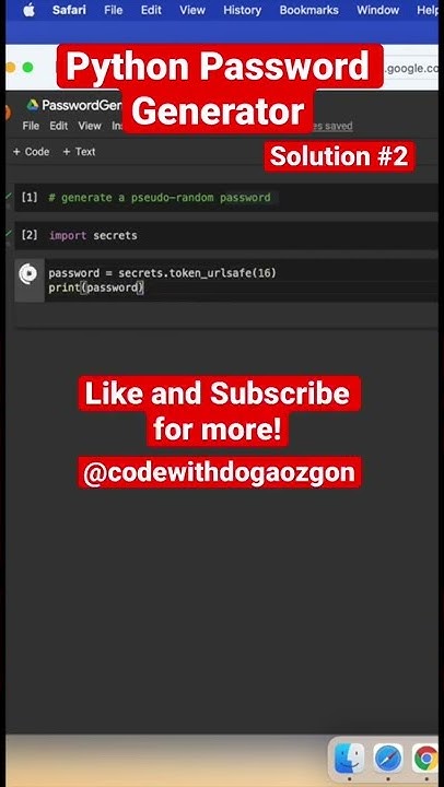 Python Password Generator | Solution #2 | Python For Beginners #programming #coding - YouTube