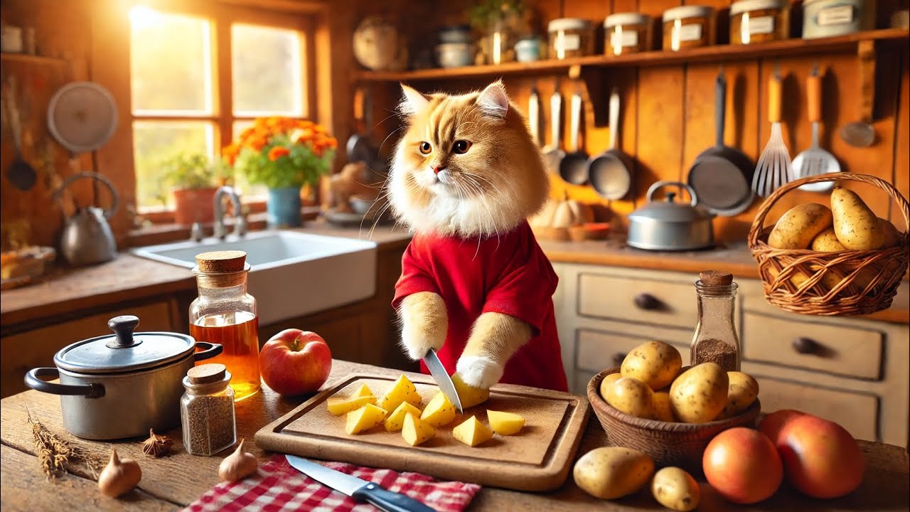 A Day in the Life of an Orange Cat – Farming, Cooking & Relaxing! - YouTube
