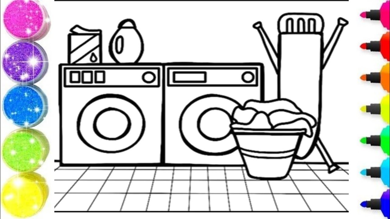 How to draw a washing machine step by step|| washing machine drawing ...