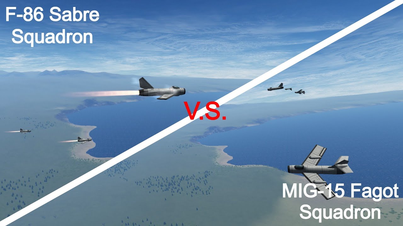 F-86 Squadron V.S. MIG-15 Squadron | KSP BDArmoury MOD - YouTube