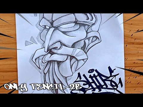 ONLY PENCIL 2B !!! - How to draw graffiti characters vector with pencil ...