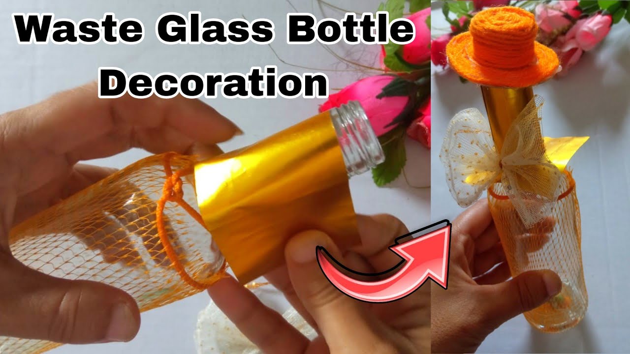 Waste Glass Bottle Decoration | Best Out of Waste Craft - YouTube
