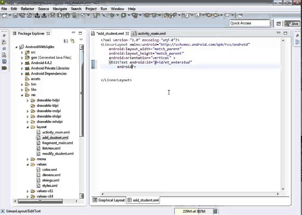 Sqlite Example With Android Part1 - YouTube