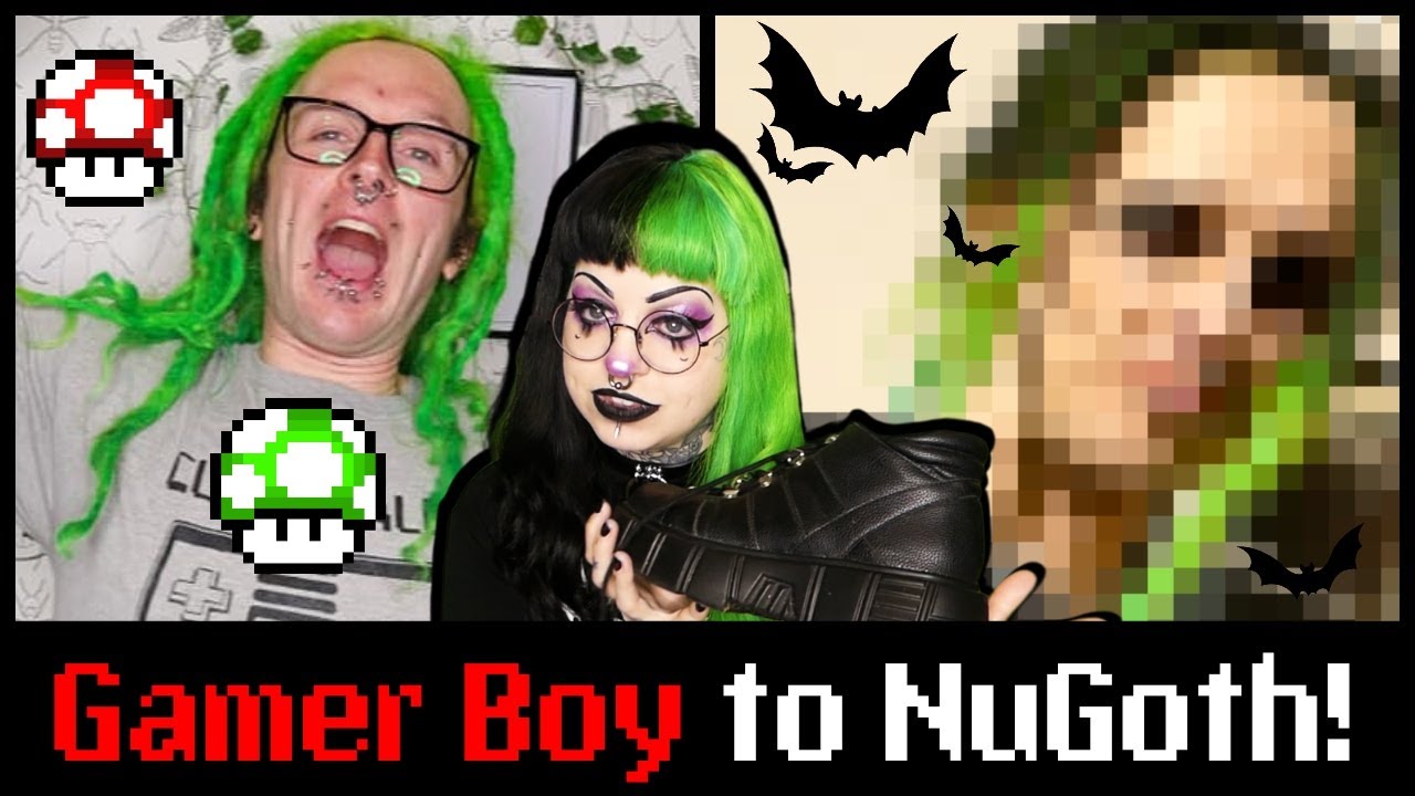 Gamer Boy To Nu Goth Makeover // Emily Boo & Miles Dread - YouTube