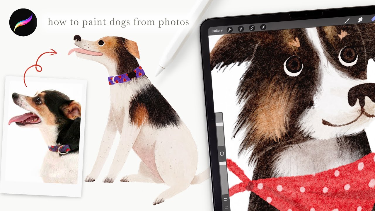 How to paint dogs the easy way 🐶 Illustration tutorial & Procreate tips ...
