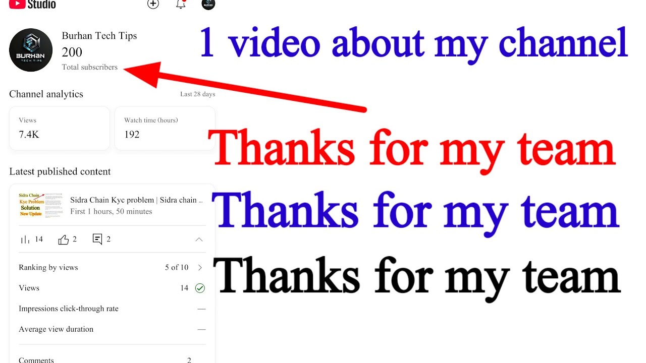 1 video about my channel | thanks for my team | my channel growing 😁 ...