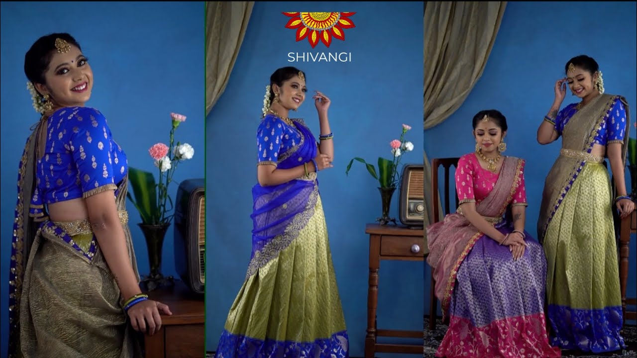 Shivangi Readymade Pattu HalfSaree | Langa Davani for Kids - YouTube