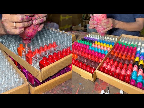 Superfast hands make the colorful nail polish
