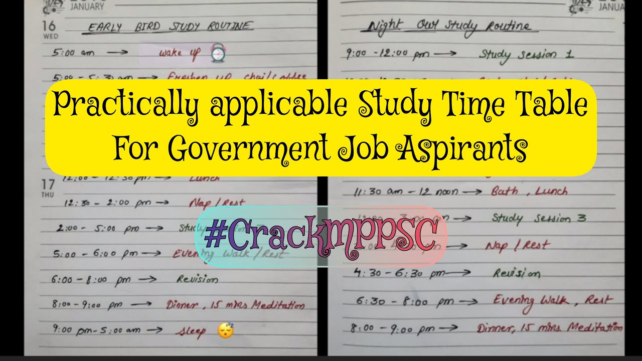 Practically applicable Study Time Table for Government Job Aspirants l ...